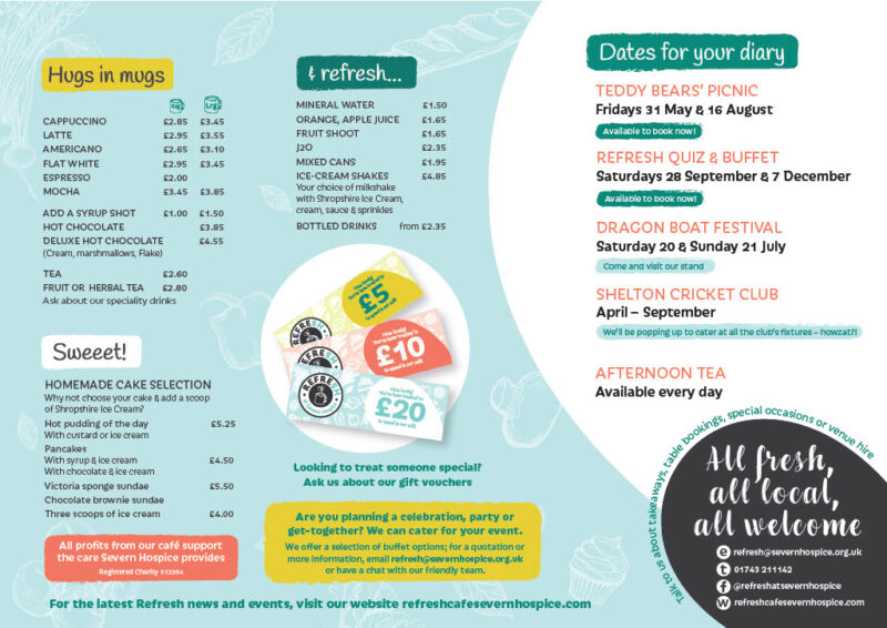 Menu | Refresh@Severn Hospice