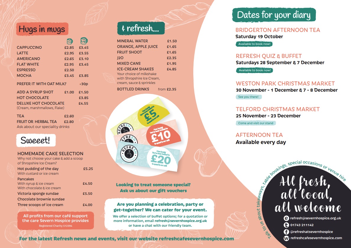 Menu | Refresh@Severn Hospice
