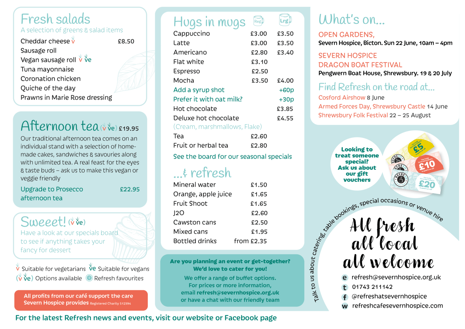 Menu | Refresh@Severn Hospice